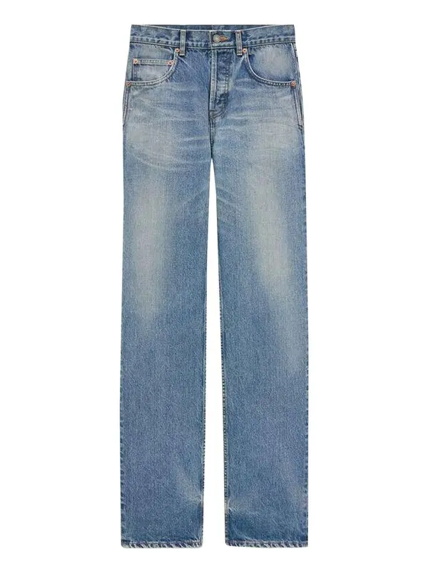 Saint Laurent Mid Straight Baggy Jeans - Blue