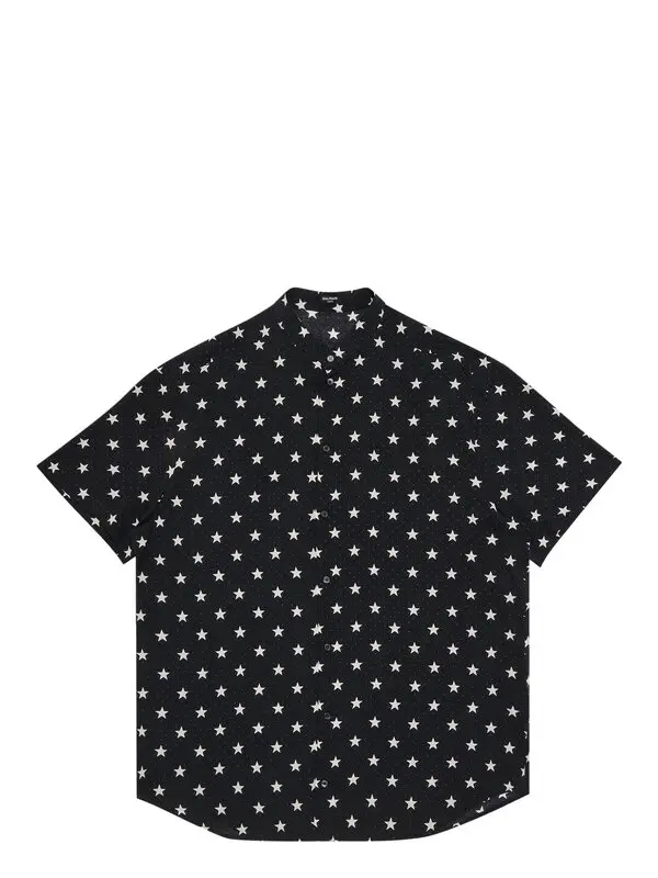Balmain Short-sleeve Stars Print Shirt - Black