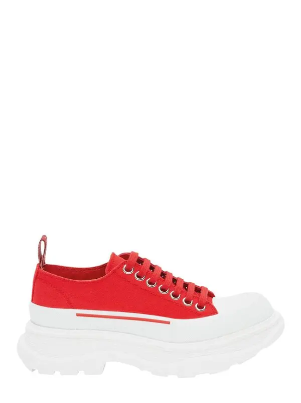 Alexander McQueen Tread Slick Lace Up Sneakers - Red