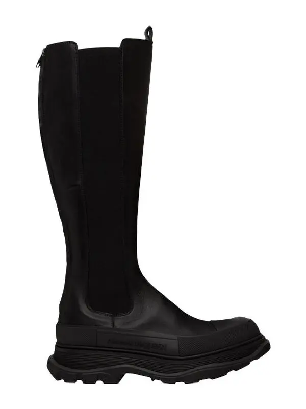 Alexander McQueen Tread Slick Knee High Boot - Black