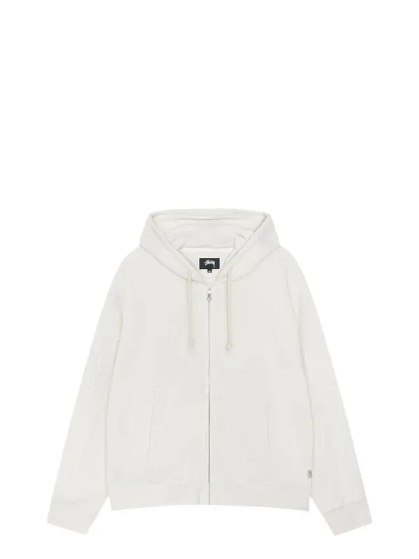 StÜssy Double Layer Waffle Zip Hoodie - White