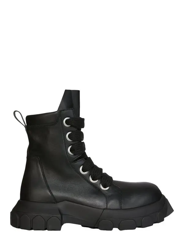 Rick Owens Lido Jumbo Laced Bozo Tractor High Boots With Silver Eyelets - Black