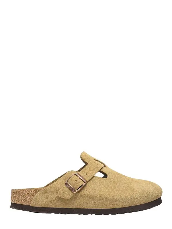 BIRKENSTOCK Boston Suede Leather Clogs - Cream