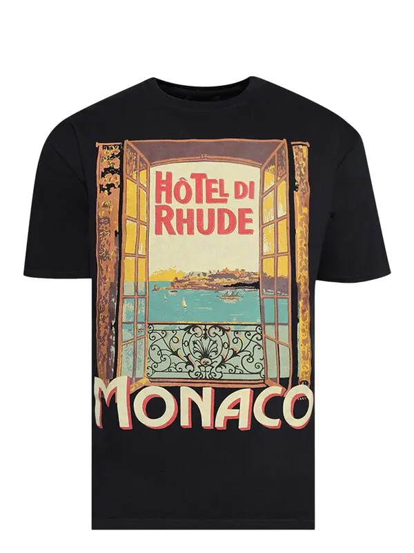 Rhude Hotel Di Monaco Tee - Black