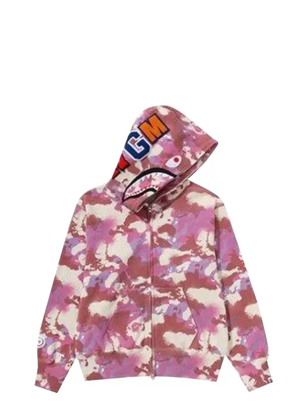 A BATHING APE Map Camo Shark Hoodie - Pink