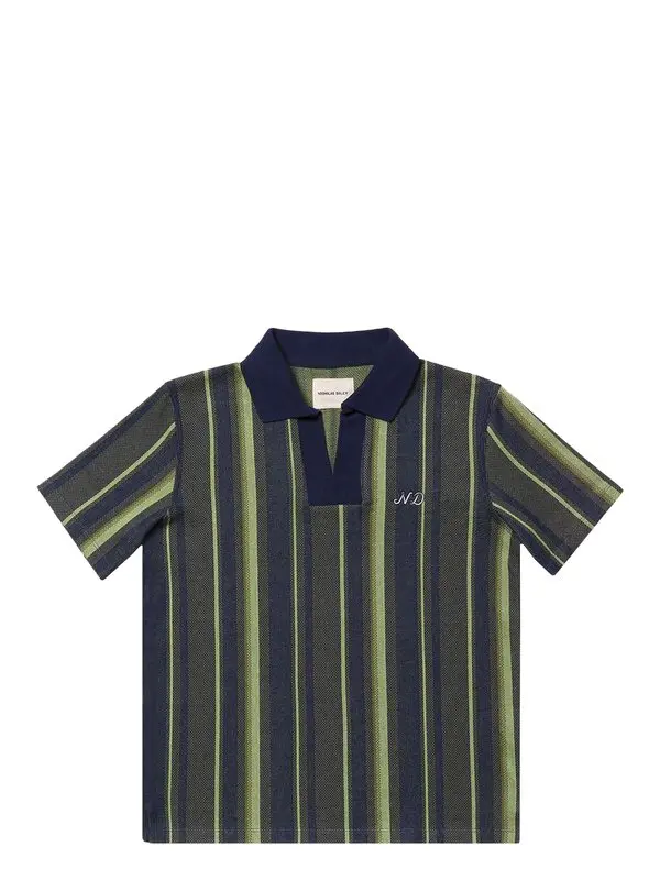 NICHOLAS DALEY Striped Rugby Polo - Blue