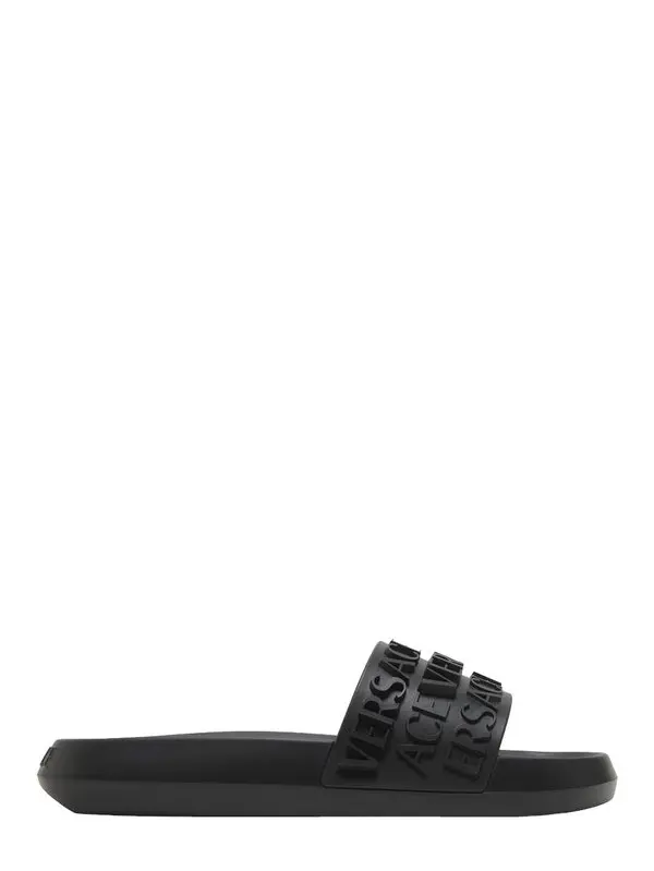 Versace Allover Logo Slides - Black