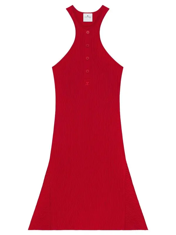 COURREGES Scuba Rib Knit Dress - Red