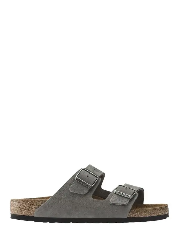 BIRKENSTOCK Arizona Nubuck Leather Sandals - Grey