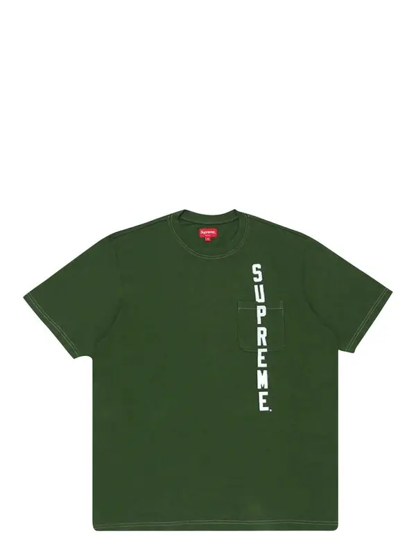 Supreme Contrast Stitch Pocket Tee - Green
