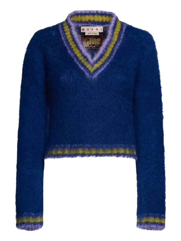 Marni Long-sleeve V-neck Sweater - Blue