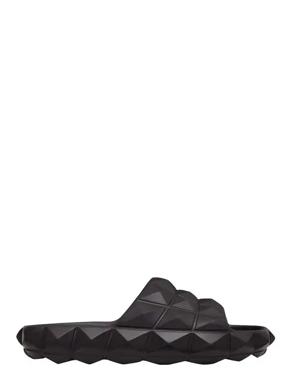 Valentino Garavani Rubber Roman Stud Turtle Slider - Black