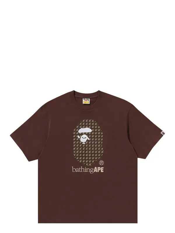 A BATHING APE Sta Houndstooth Relaxed Fit Tee - Brown