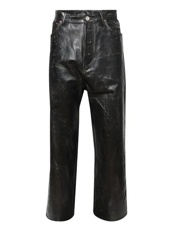 Vetements Distressed Leather Pants - Black