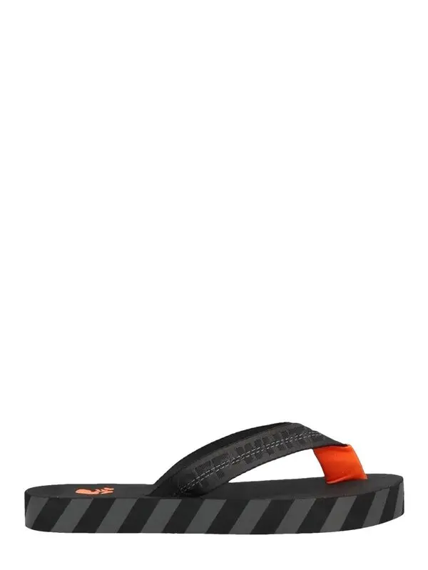 Off-White Logo Tape Flip Flops - Black
