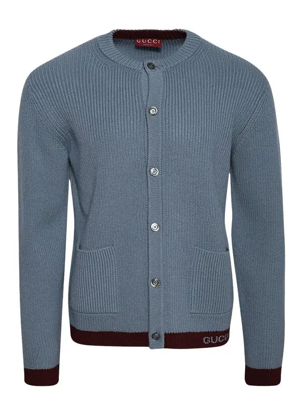 Gucci Intarsia Wool Cardigan - Blue