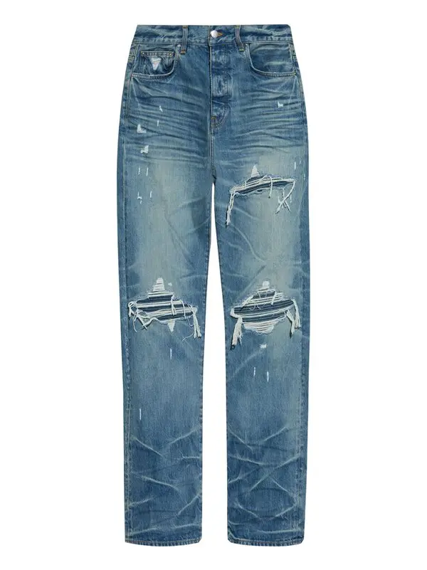 Amiri Pleated Denim Straight Mx1 Jean - Blue