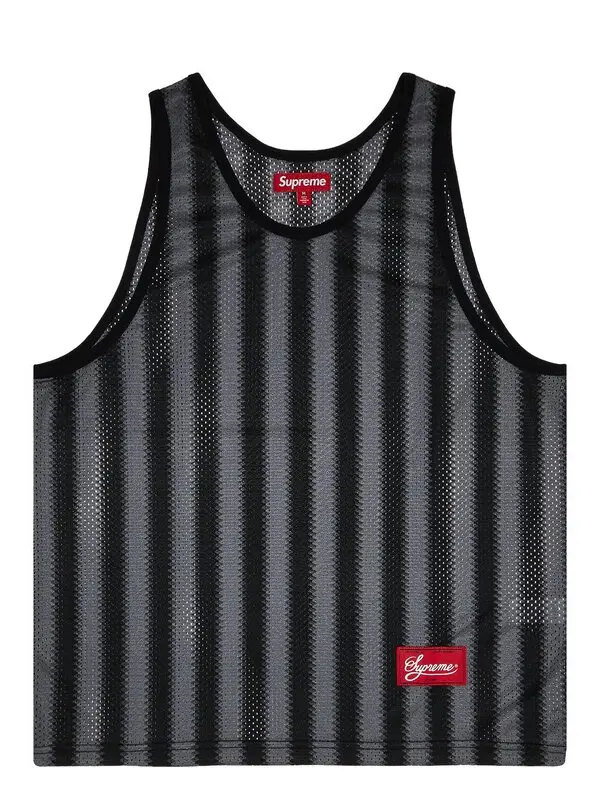 Supreme Stripe Mesh Tank Top - Black