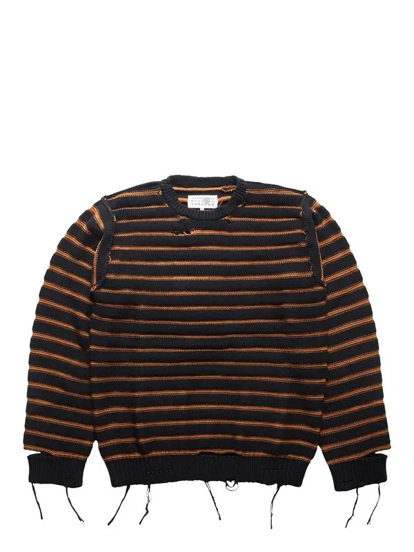 MAISON MARGIELA Striped Distressed Sweater - Black