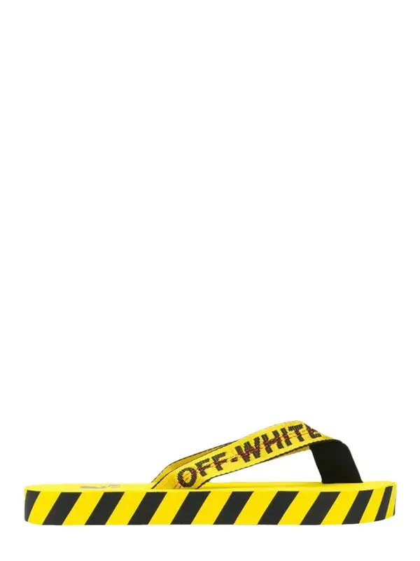 Off-White Graphic Print Flip Flops - Yellow