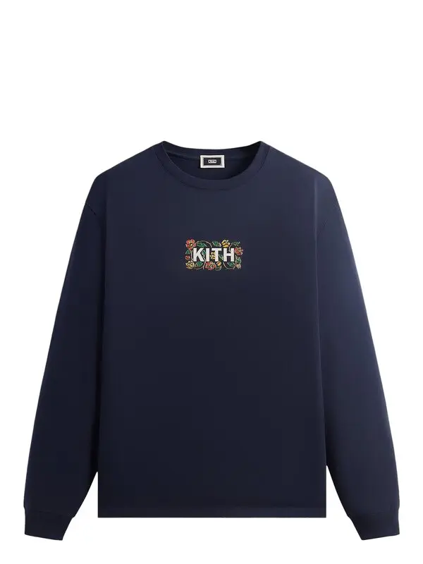 Kith Floral Classic Logo Long Sleeve Tee - Blue
