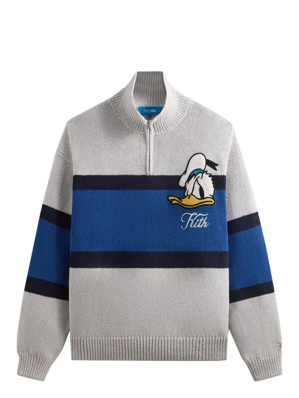 Kith X Disney Donald Duck Quarter Zip Wyona Sweater - Grey