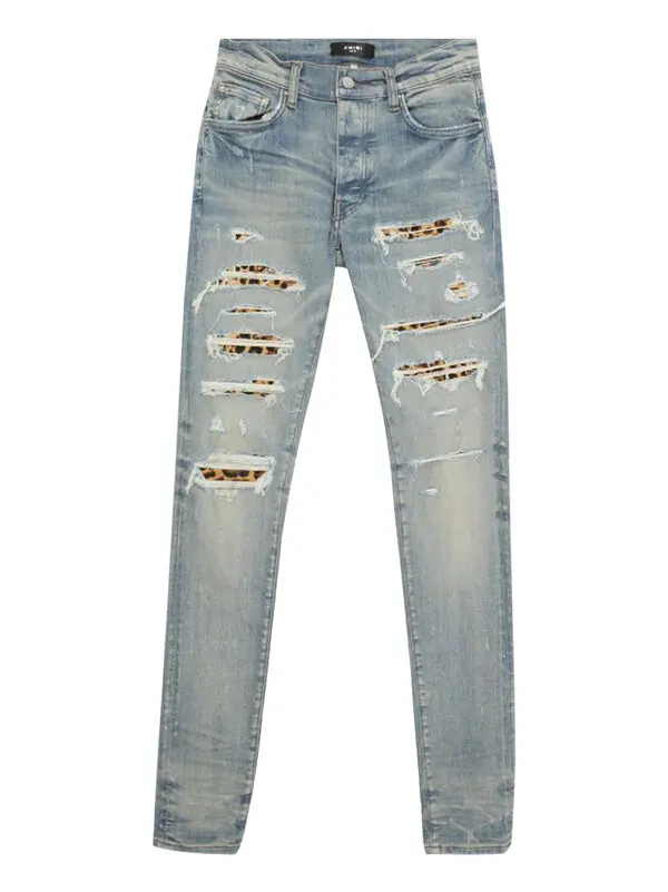 Amiri Leopard Thrasher Jeans - Blue