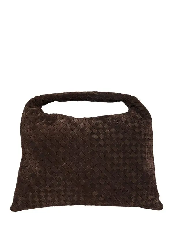Bottega Veneta Large Suede Hop Shoulder Bag - Brown