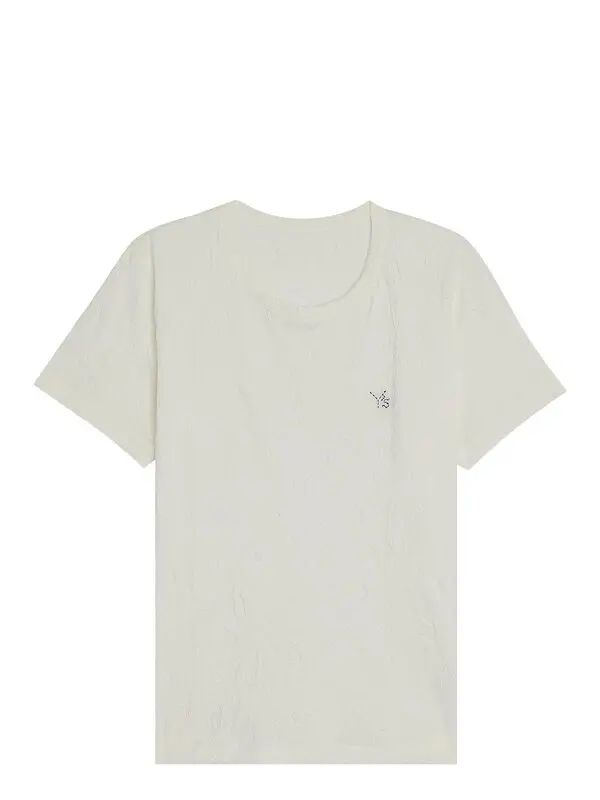 Y’s Logo Embroidery Patch Border Stripe T-shirt - White