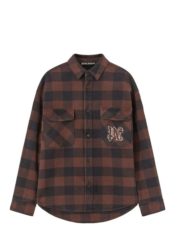 Palm Angels Check Pattern Overshirt - Brown