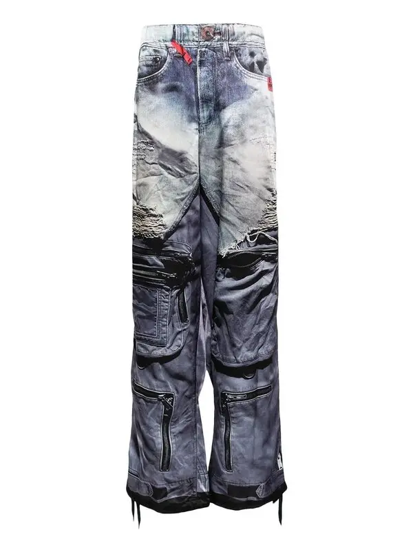 Mihara Yasuhiro Trompe L'oeil Parachute Pants - Blue