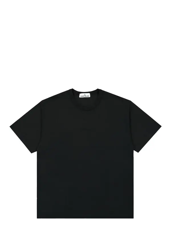 Stone Island Garment Dyed Embroidered Logo T-shirt - Black