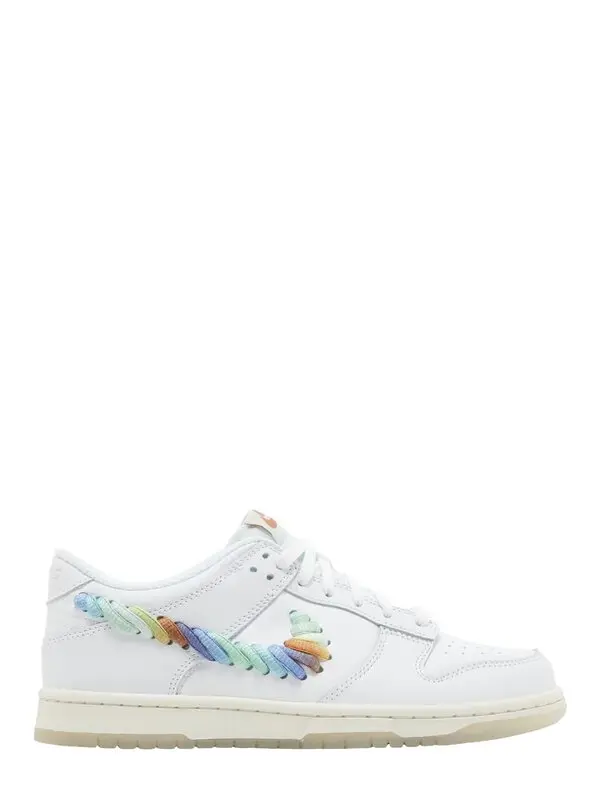 Nike Dunk Low Gs 'rainbow Lace Swoosh - White