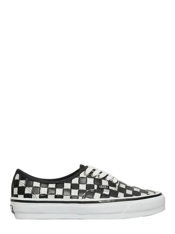 VANS Authentic 44 Vibram Leather Checkerboard Sneakers - Black