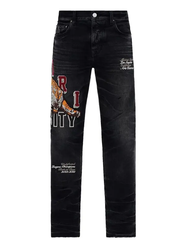 Amiri Varsity Tiger Straight Jean - Black