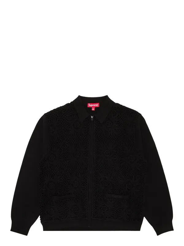 Supreme Crochet Zip Up Cardigan - Black