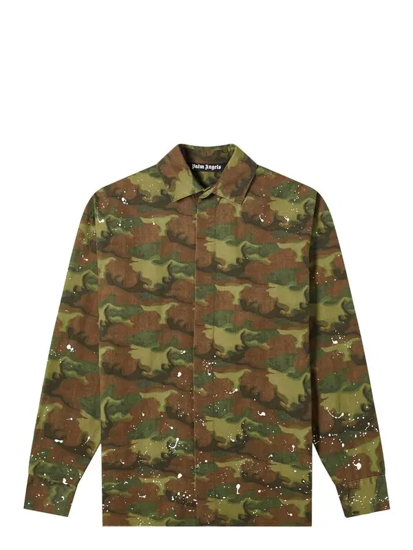Palm Angels Logo Print Long-sleeve Camouflage Shirt - Multicolor