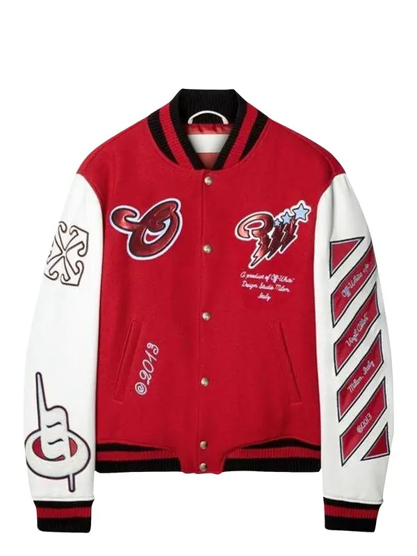 Off-White Scorpio Lea Wool Varsity Jacket - Red