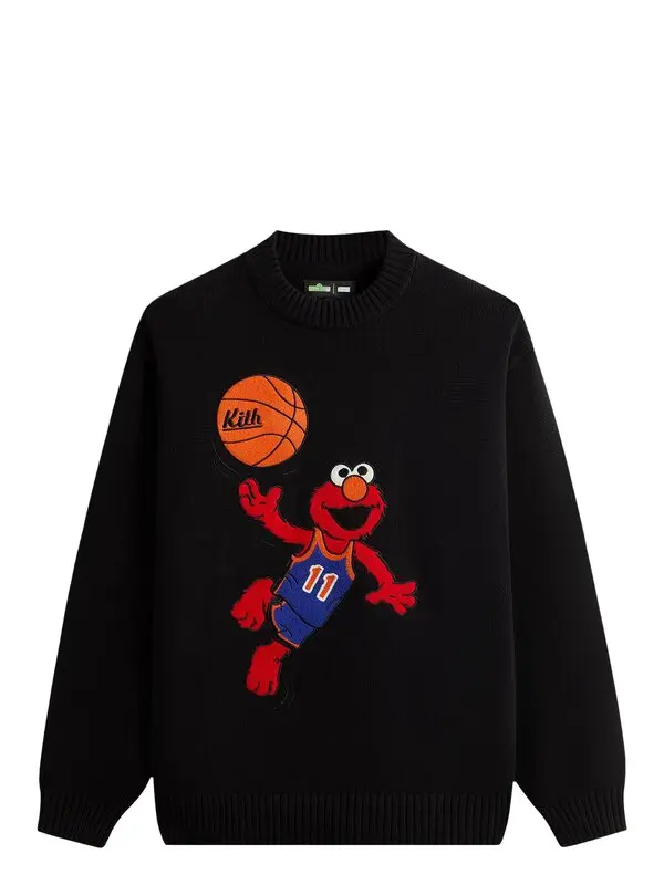 Kith X Sesame Street Elmo Crewneck Sweater - Black