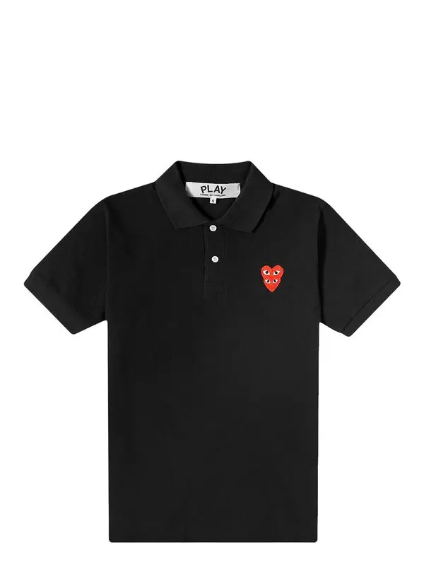 Play Comme Des Garcon Heart Logo Polo - Black