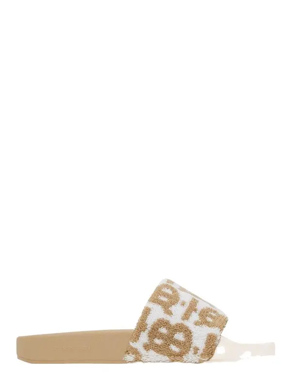 Burberry Furley Monogram Slides - Cream
