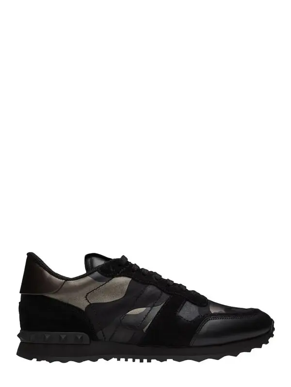 Valentino Garavani Rockrunner Metallic Camo Sneakers - Black