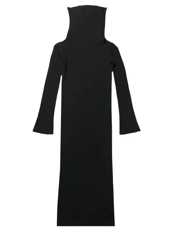 ANN DEMEULEMEESTER Knitted High Neck Dress - Black