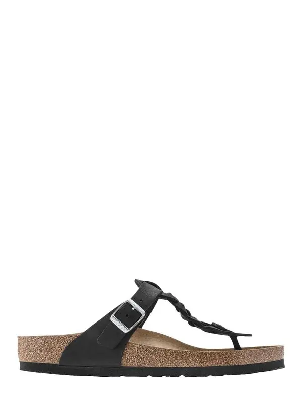 BIRKENSTOCK Gizeh Braided Oiled Leather Thong Sandals - Black
