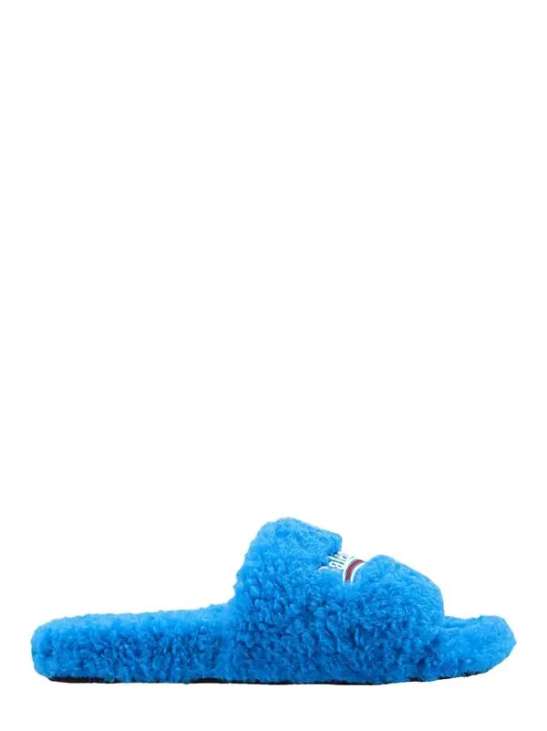Balenciaga Furry Slides - Blue