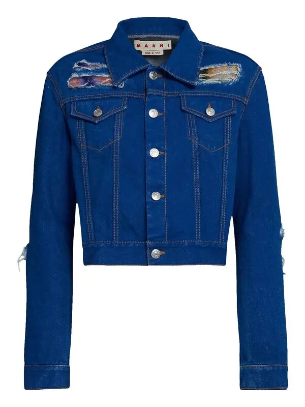 Marni Cropped Denim Jacket - Blue