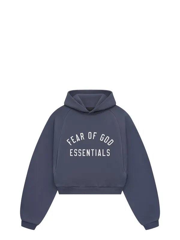 Fear Of God Fleece Cropped Hoodie - Blue