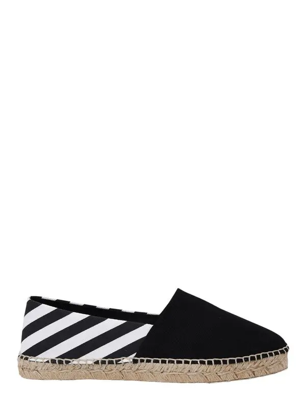 Off-White Striped Flat Espadrilles - Black