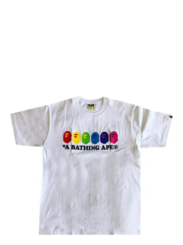 A BATHING APE Color Ape Heads Tee - White
