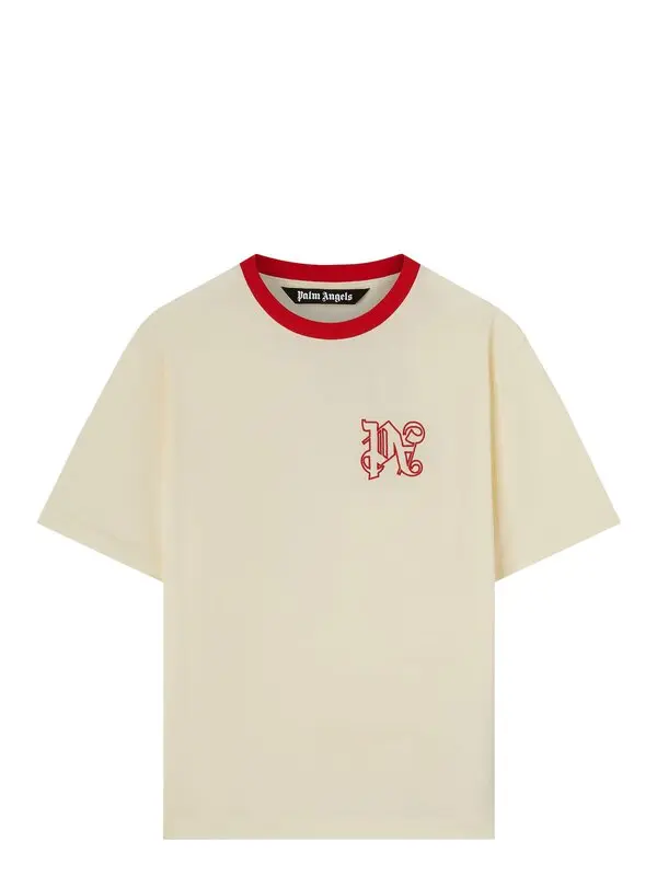 Palm Angels X Haas Moneygram Racing Monogram T-shirt - Cream